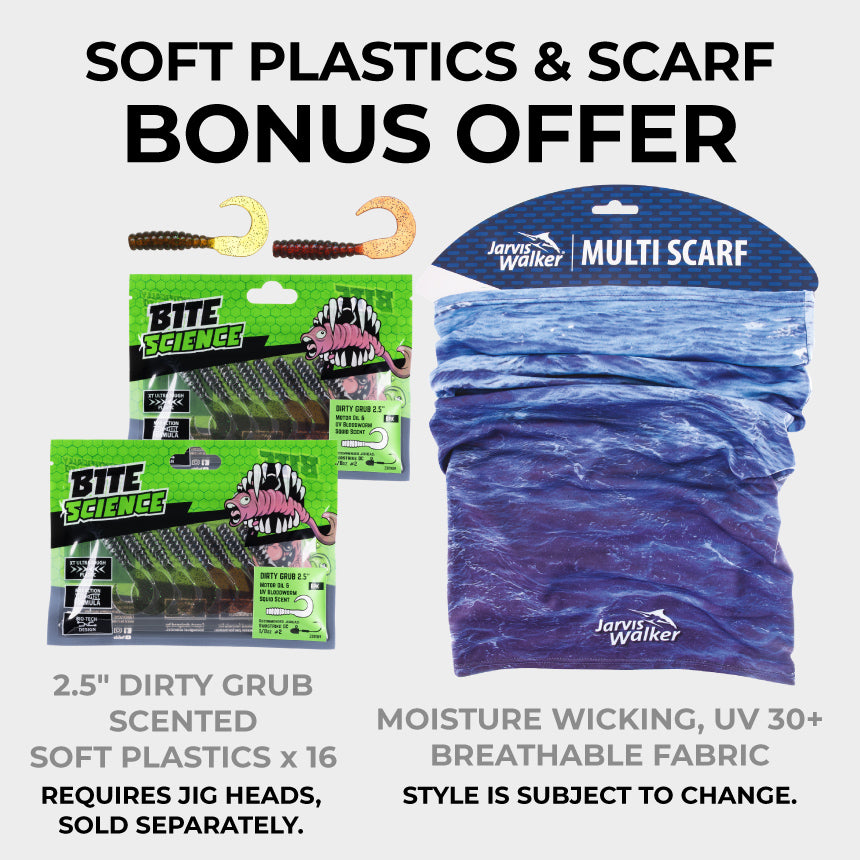 Bonus Soft Plastics and Multi-Scarf Redemption Pack – Jarvis Walker Brands